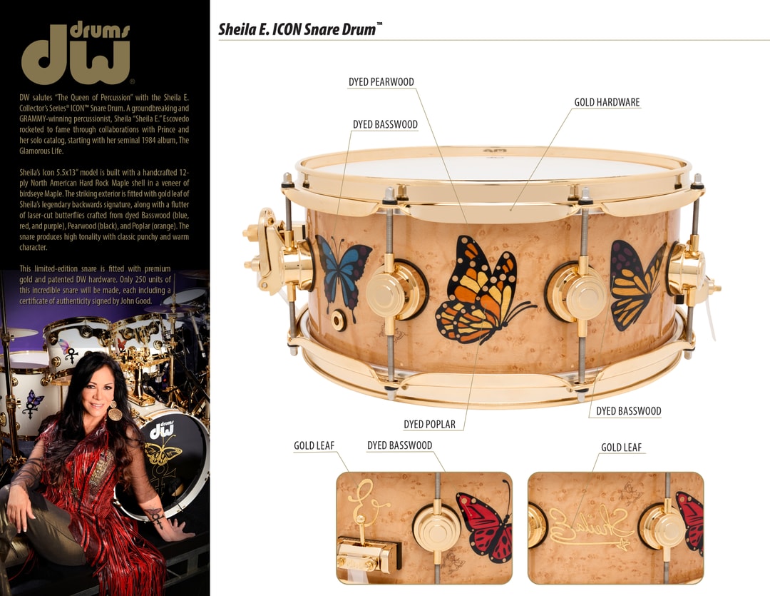 DW Sheila E. DW ICON Snare Drum | Drum Workshop Inc.