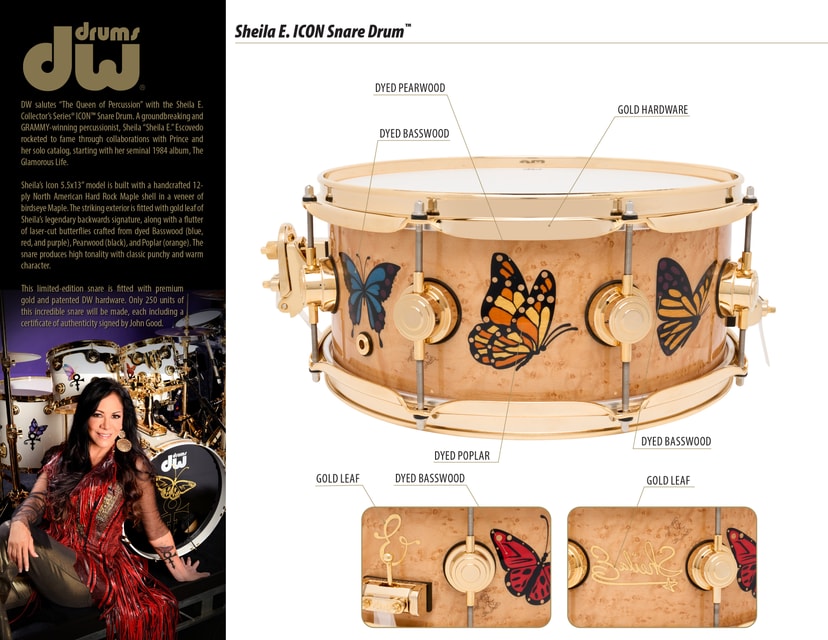 DW Sheila E. DW ICON Snare Drum | Drum Workshop Inc.
